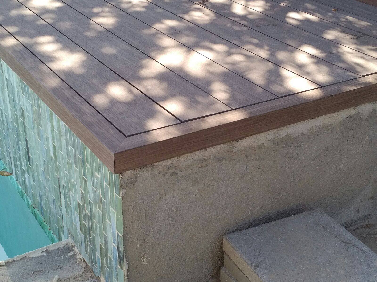 step profile edging on decking pool project 1 - Wallbarn